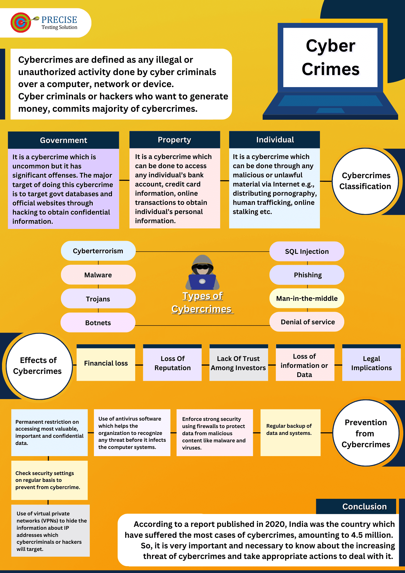 Infographic Detailed Introduction To Cybercrimes Precise Testing Solution Pvt Ltd